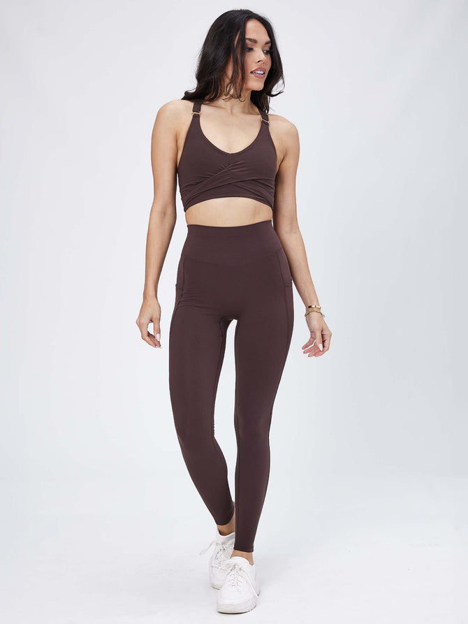 Candy Wrap Sports Bra - Journey Dark Brown
